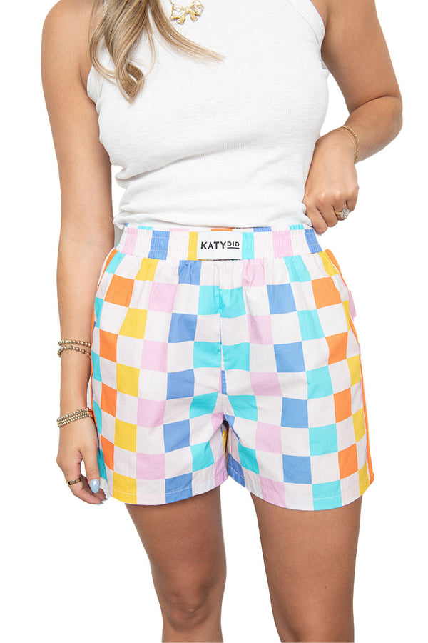 Multicolored Checker Wholesale Boxers Female | Katydid Wholesale