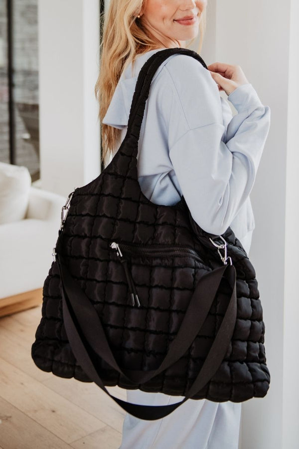 Black Rectangular Quilted Wholesale Tote | Women's Handbags | Katydid