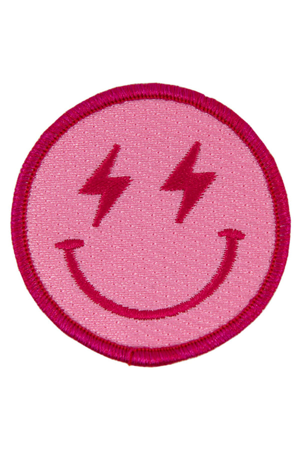 Hot Pink Lightning Happy Face Hat Patches (Set of 3) | Katydid Wholesale