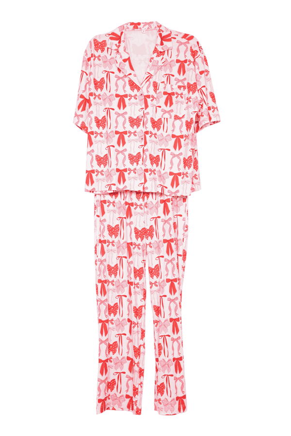 Pink & Red Bows Wholesale Pajama Set | Holiday PJ Sets | Katydid ...