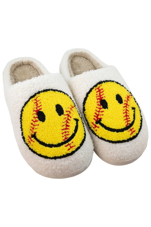 Softball Happy Face Cozy Slippers | Katydid Wholesale
