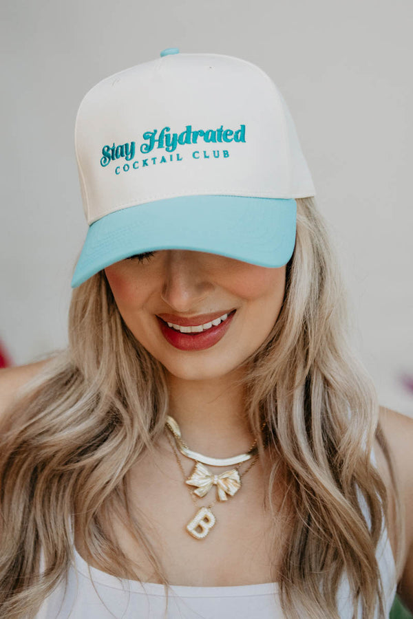 Stay Hydrated Cocktail Club Two-Toned Hat | Katydid Wholesale