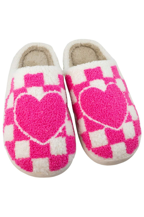 Hot Pink HEART CHECKER Wholesale Slippers Shoes